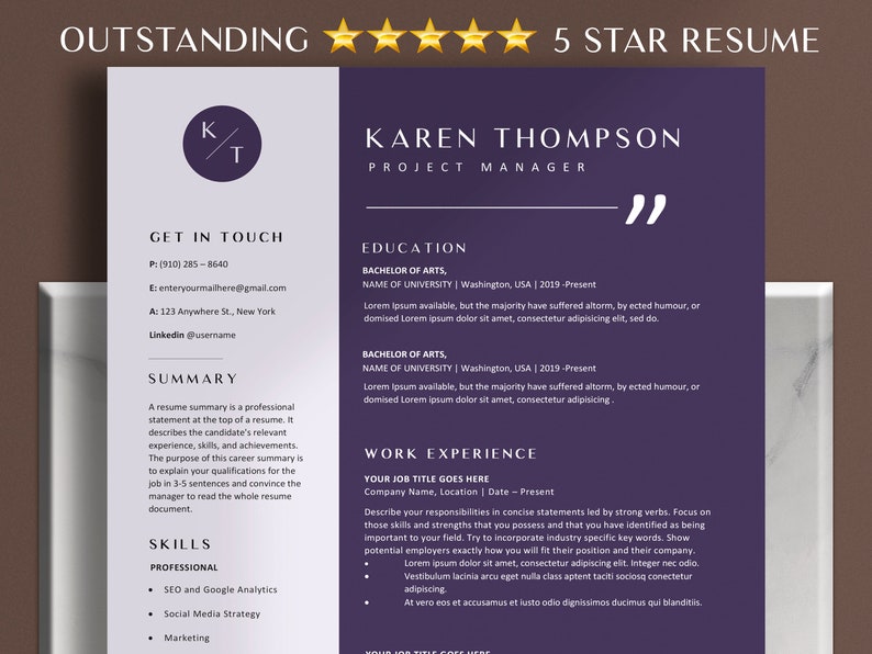 Simple Executive Resume Template Google Docs, Professional Cv Template ...