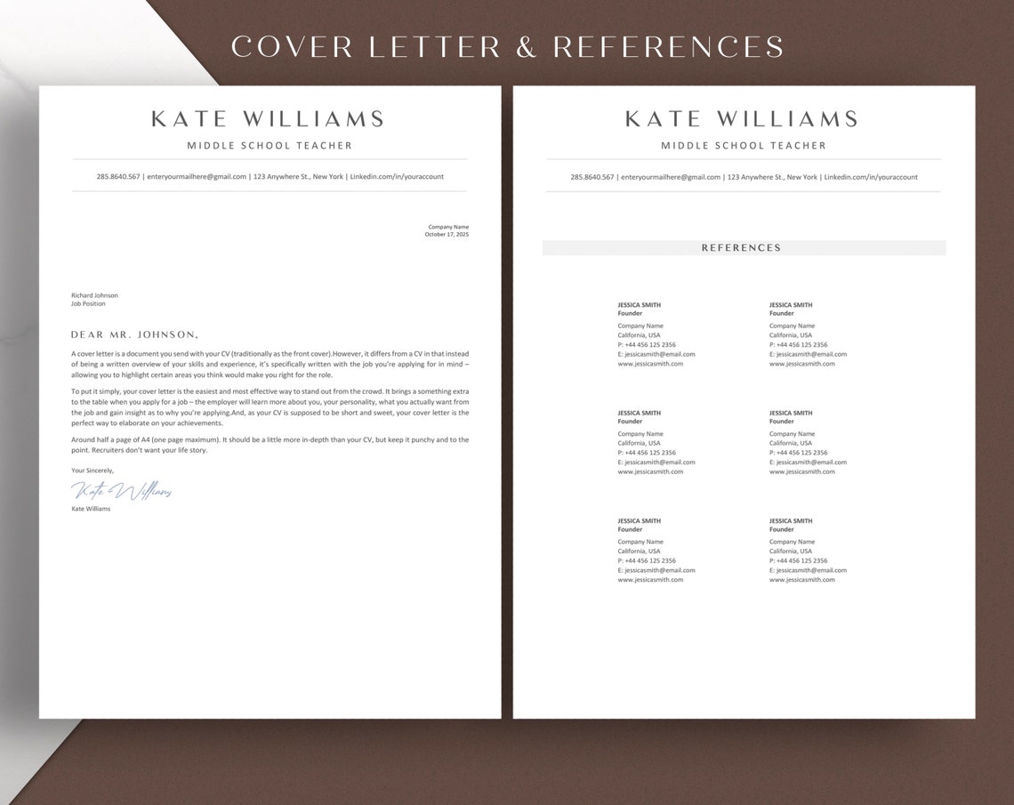 Teacher Resume Template for Word, Google Docs, Pages Teacher Resume ...