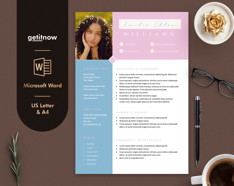 Cute Sorority Resume Template Word Colorful Resume Sorority Etsy Cute Sorority Resume Template Word Colorful Resume Sorority Etsy