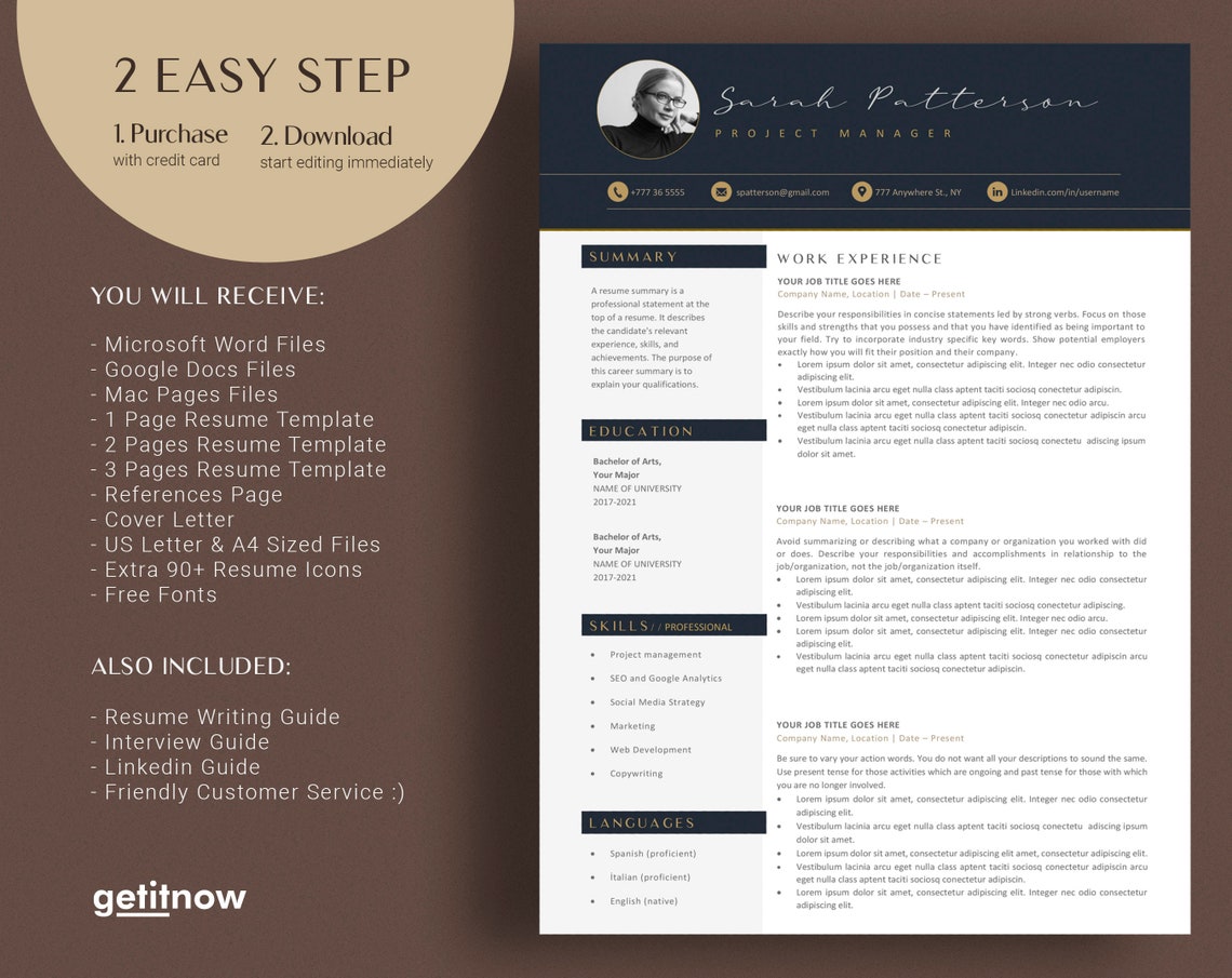Resume Template Google Docs, Professional Resume Template Word ...