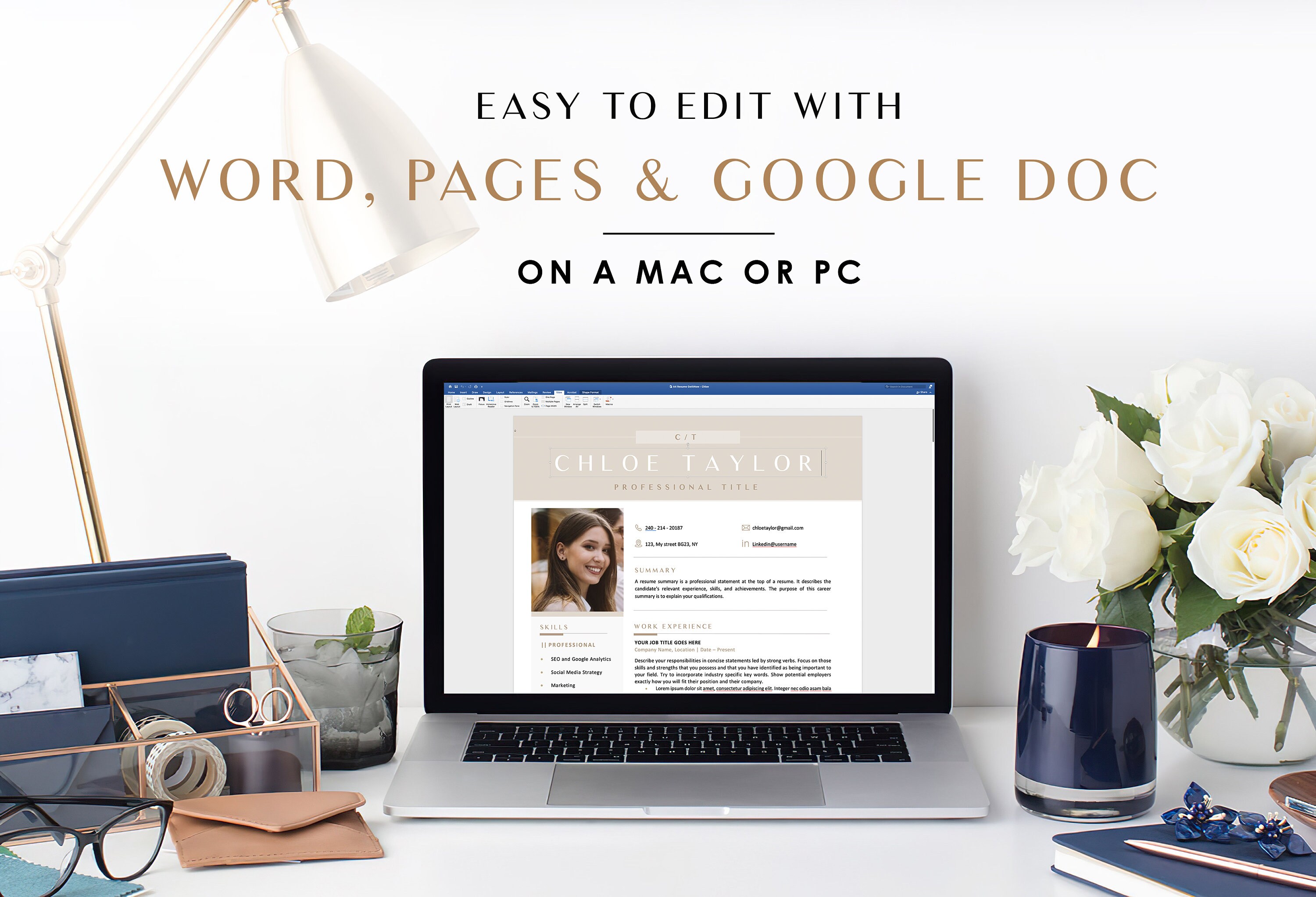 Executive Resume Template Google Docs, Word & Apple Pages, Modern 1-3 ...