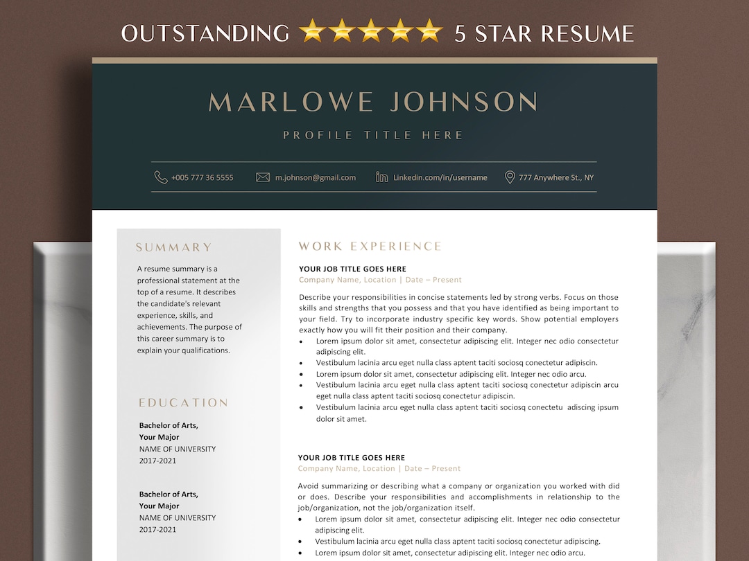 Executive Resume Template Word - Modern CV Template - Professional ...