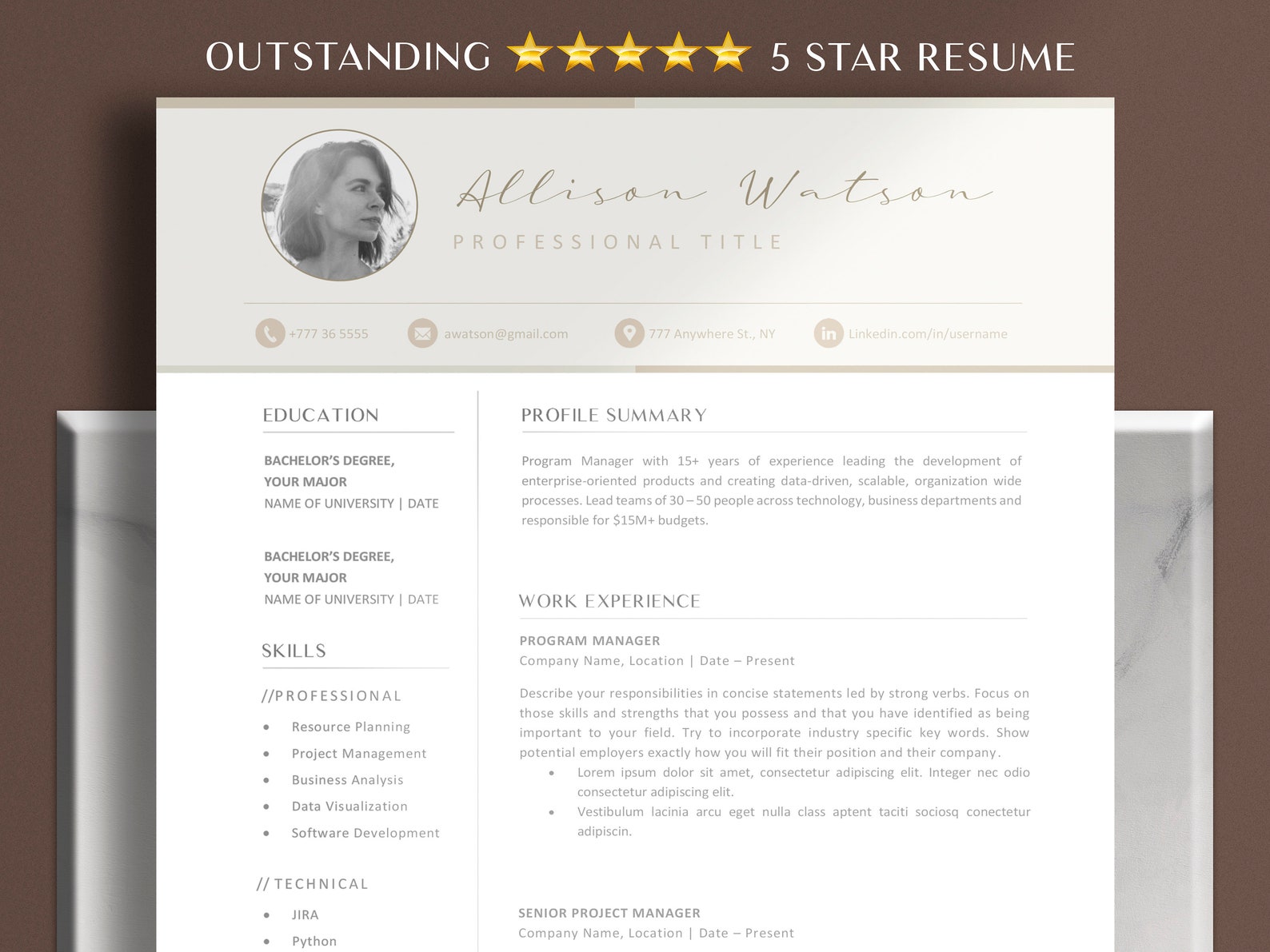 Executive Resume Template Google Docs & Word, Professional Cv Template ...