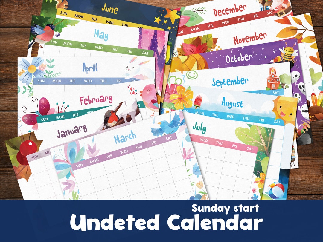 Monthly Calendar, Perpetual Calendar, Undated Planner, Kids Calendar ...