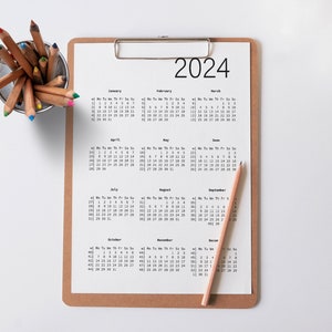 2024 Calendar, Monday Start, Week Number, Yearly Calendar - Etsy