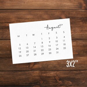 Mini Calendar 2024, 3x2 Inches, Printable Desk Calendar, Monday Start ...