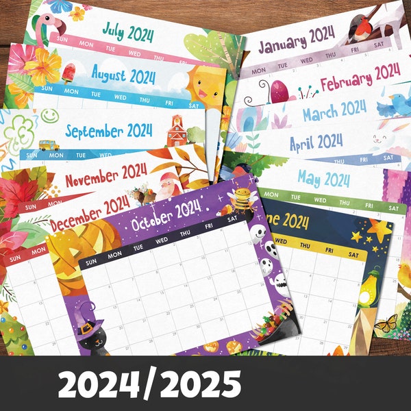 Printable Calendar for Kids - Etsy