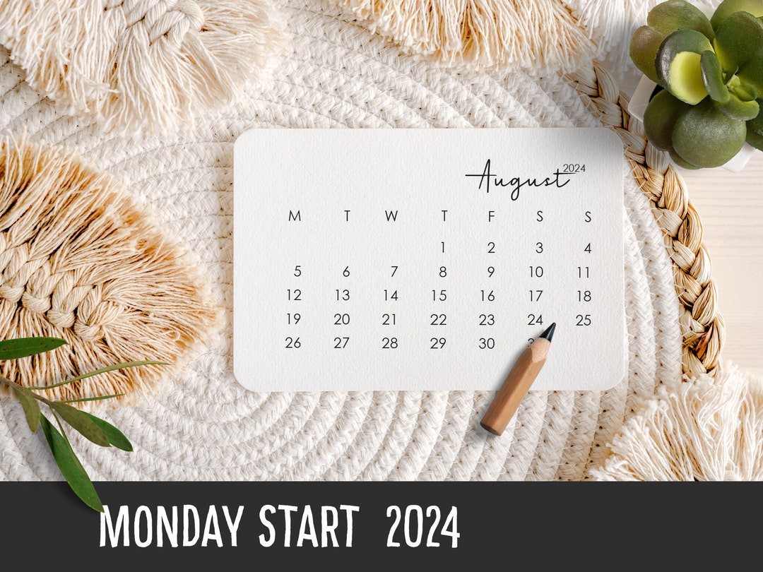 Mini Calendar 2024, 3x2 Inches, Printable Desk Calendar, Monday Start ...