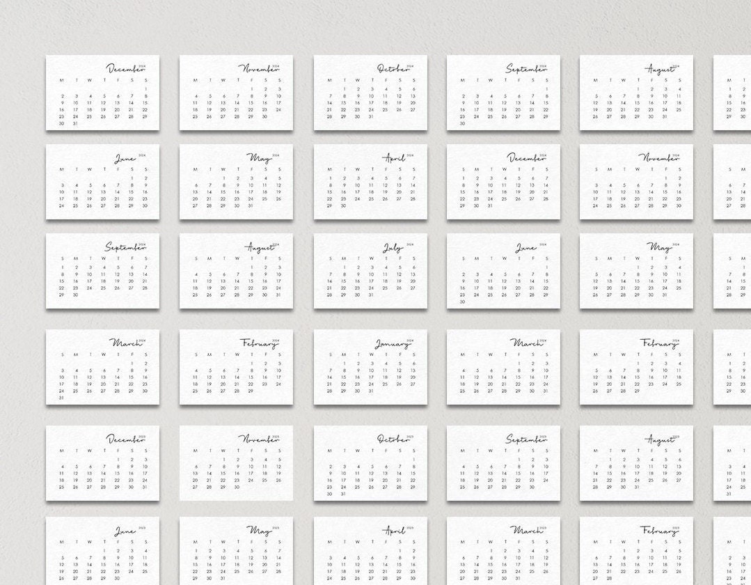 Mini Calendar 2023 and 2024 3x2 Inches Printable Desk - Etsy Australia