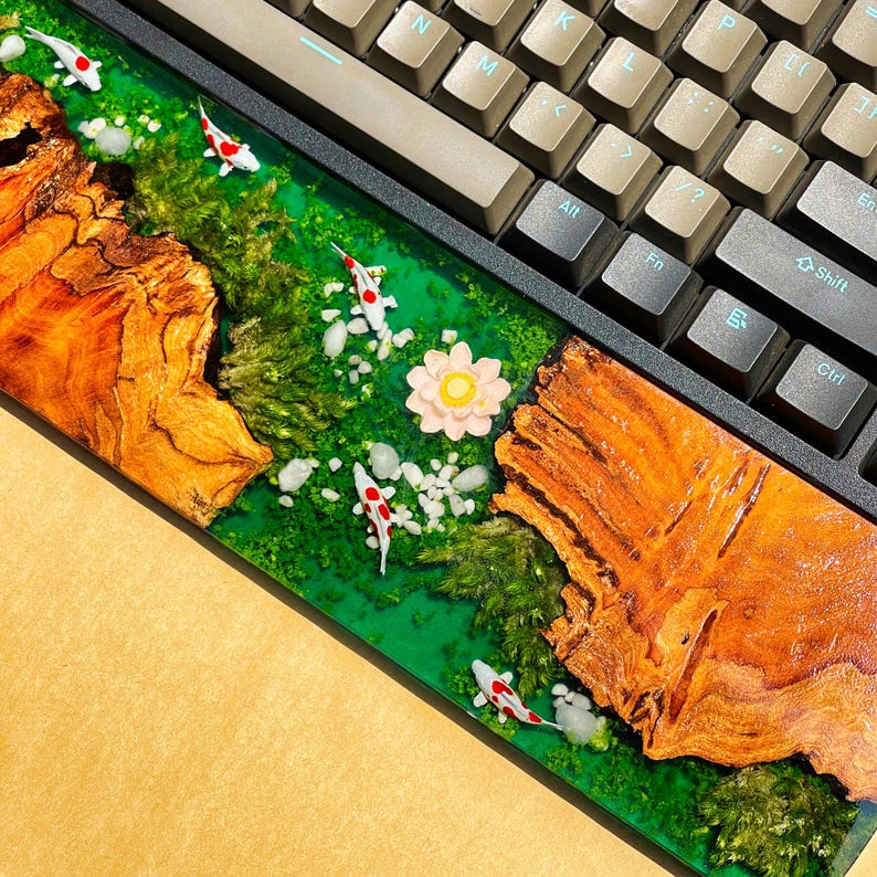 Handmade River Koi Fish Wooden Keyboard Wrist Rest, Epoxy Resin - Etsy