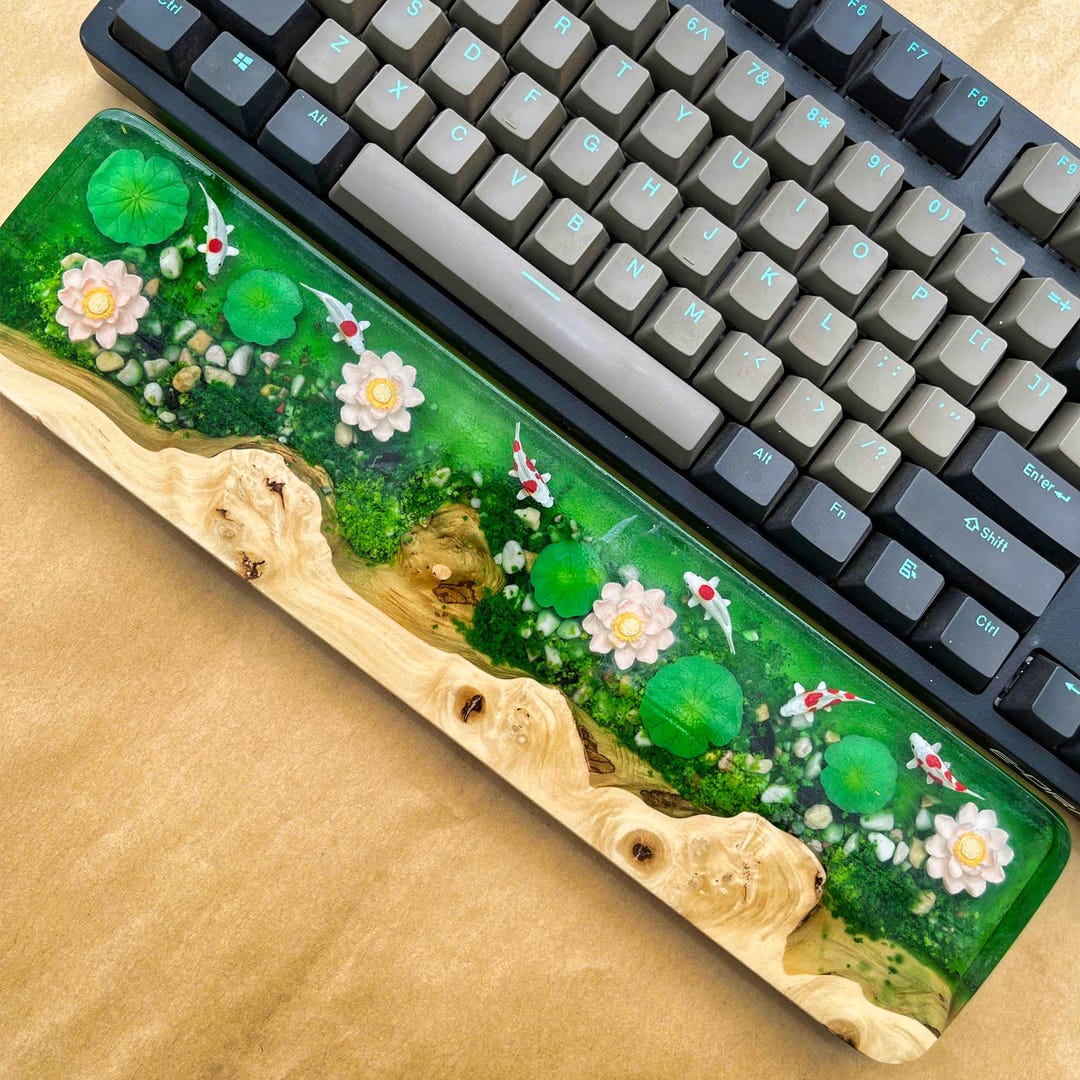 Handmade Green Koi Fish Keyboard Wrist Rest: Resin River Scene - Etsy