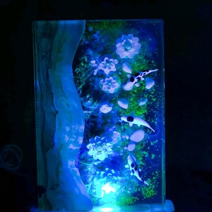 Resin Koi Fish Lamp,koi Fish Decor,resin Night Light,miniature Resin ...
