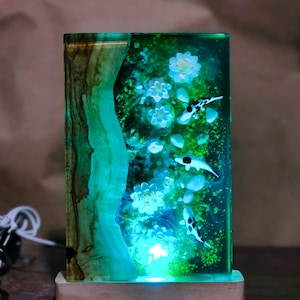 Resin Koi Fish Lamp,koi Fish Decor,resin Night Light,miniature Resin ...