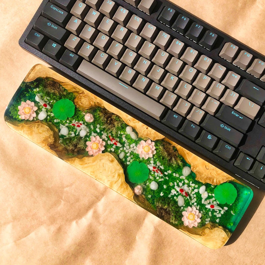 Handmade Resin Koi Pond Keyboard Wrist Rest, Lotus Flower Aquarium - Etsy