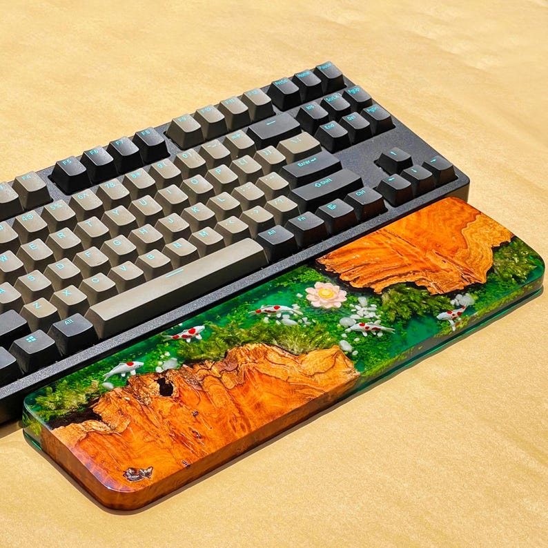 Handmade River Koi Fish Wooden Keyboard Wrist Rest, Epoxy Resin - Etsy
