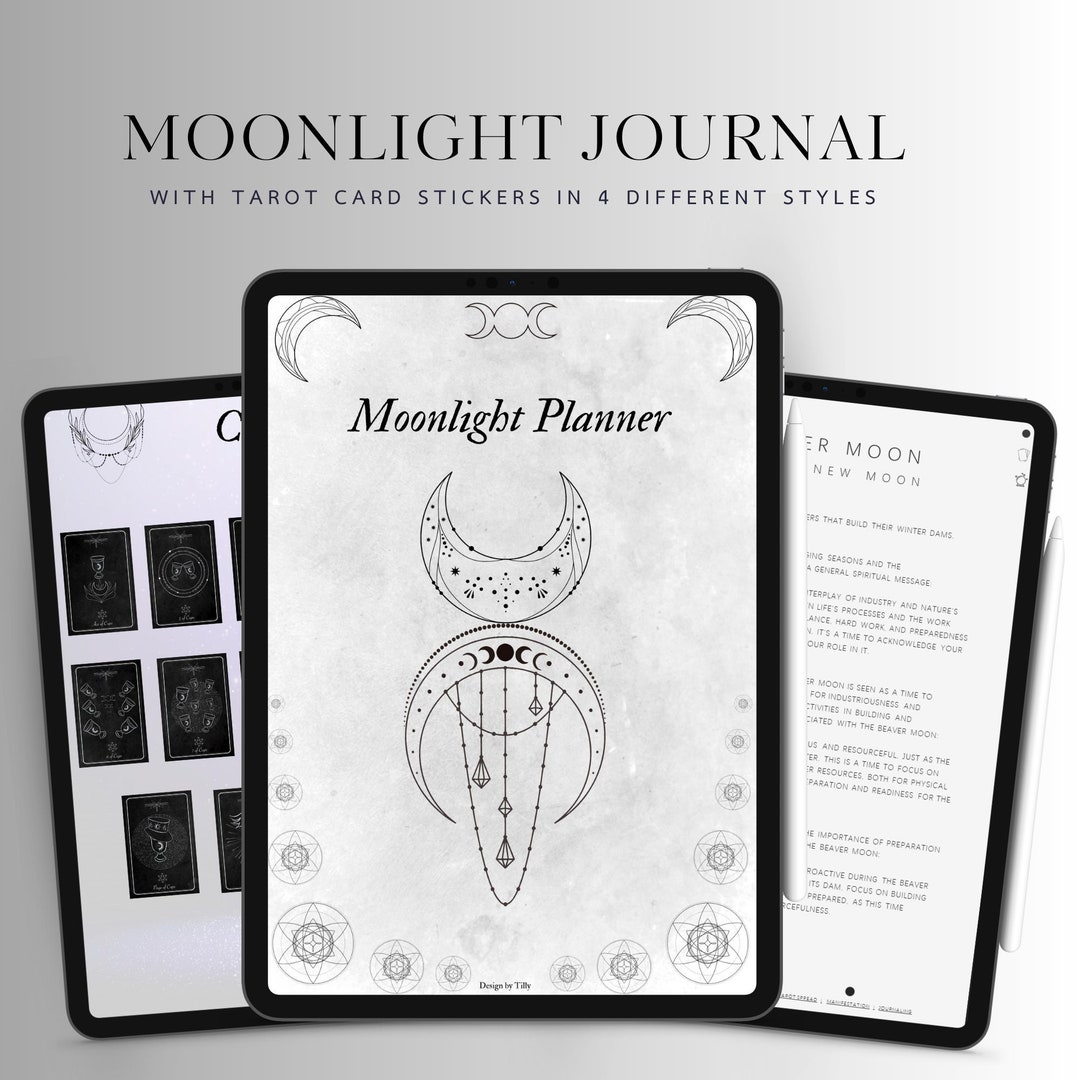 Moon Cycle & Moon Ritual Journal Digital, Moon Calendar 2023-2024, Dark ...