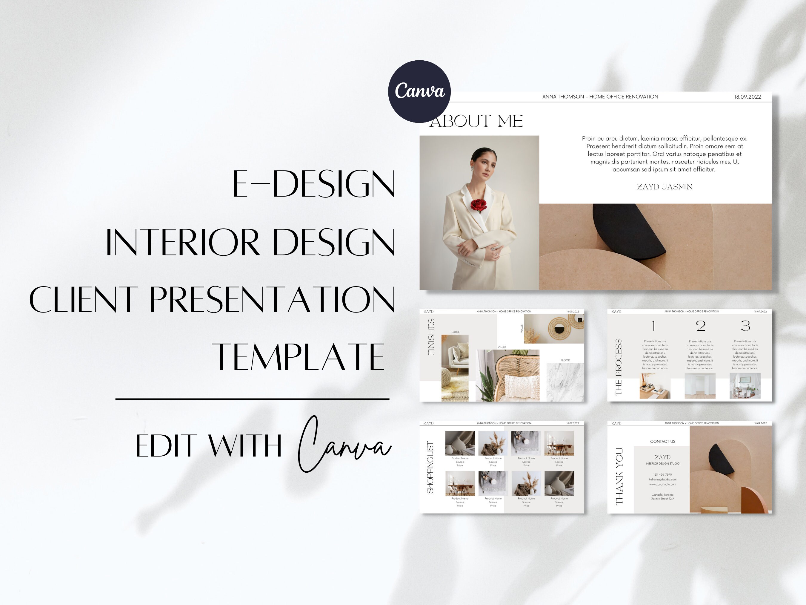 Interior Design Client Presentation Template, Virtual Design Board, E ...