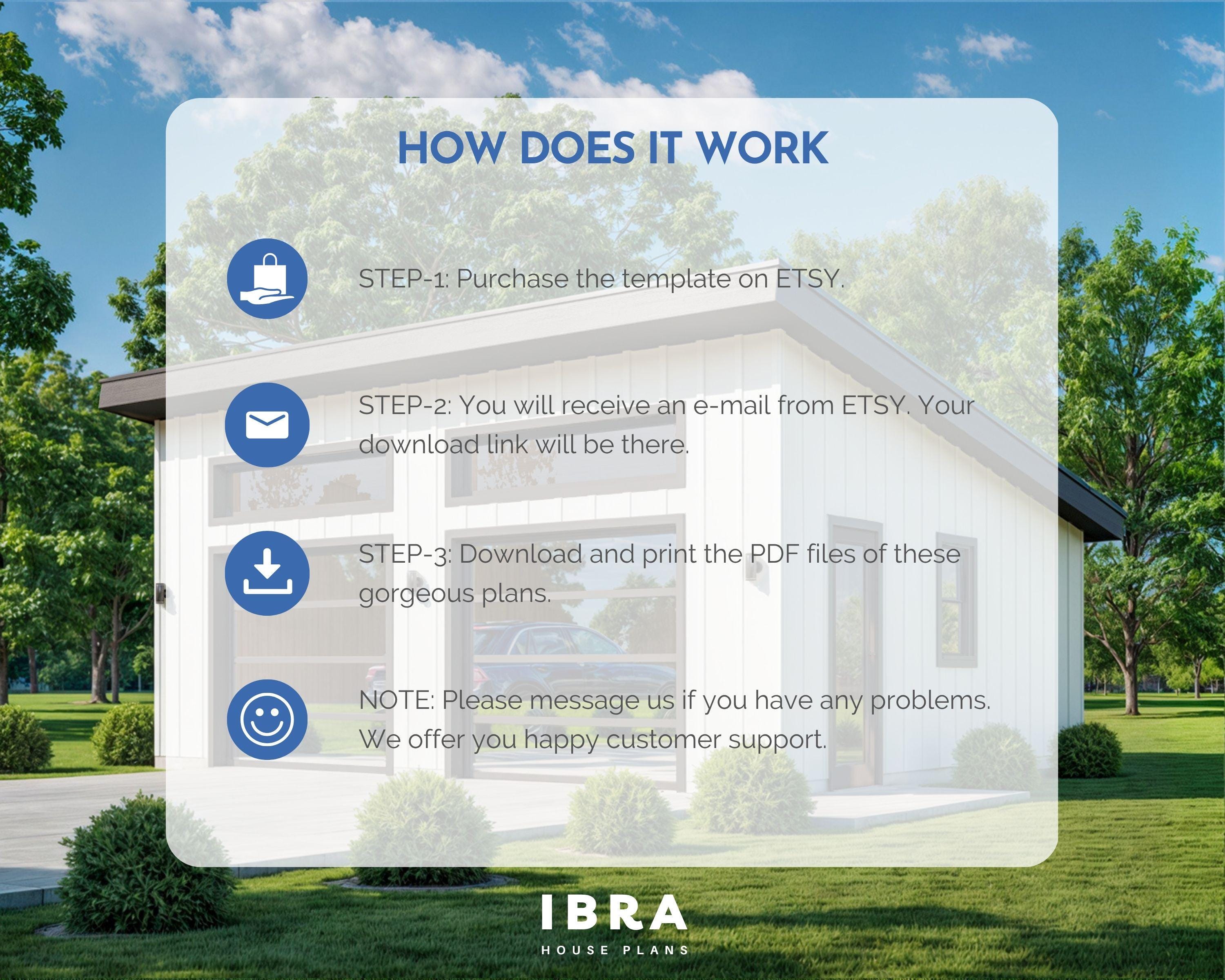 Two Car Garage Plan 24'x28', Detached Shed Roof Garage, 672 Sq Ft, 9 Ft ...