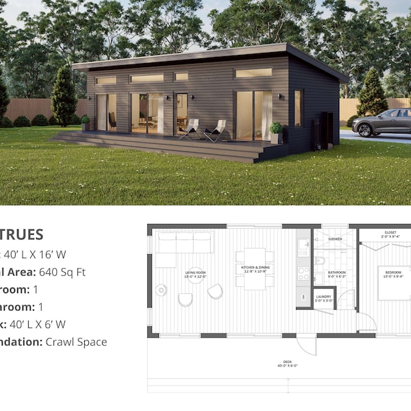 Tiny House Plans 16x40 - Etsy