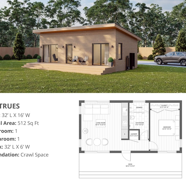 16x32 House Plans - Etsy
