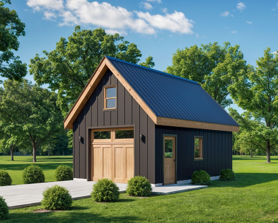 16x24 Detached Garage Plan, Modern Barn Style 1-car Garage, DIY ...