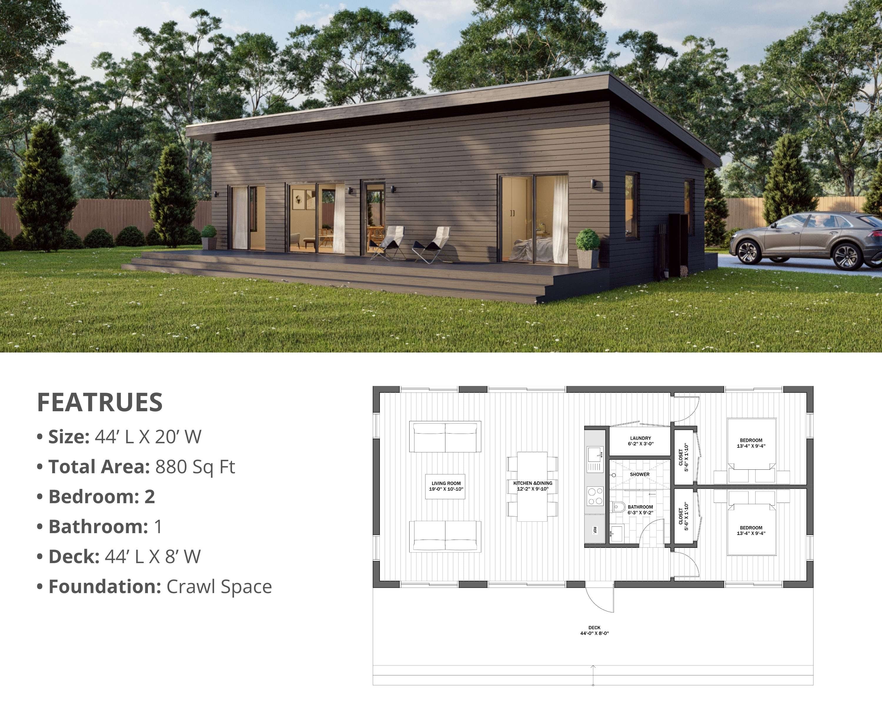Modern Cabin House 20 X 44 880 Sq Ft Tiny House - Etsy Canada