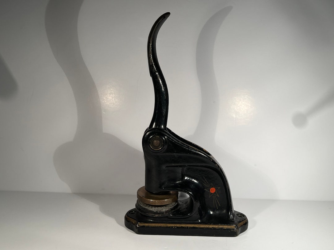 Antique Cast Iron 1900s Office Stamp Seal Embosser Tote Painted With ...