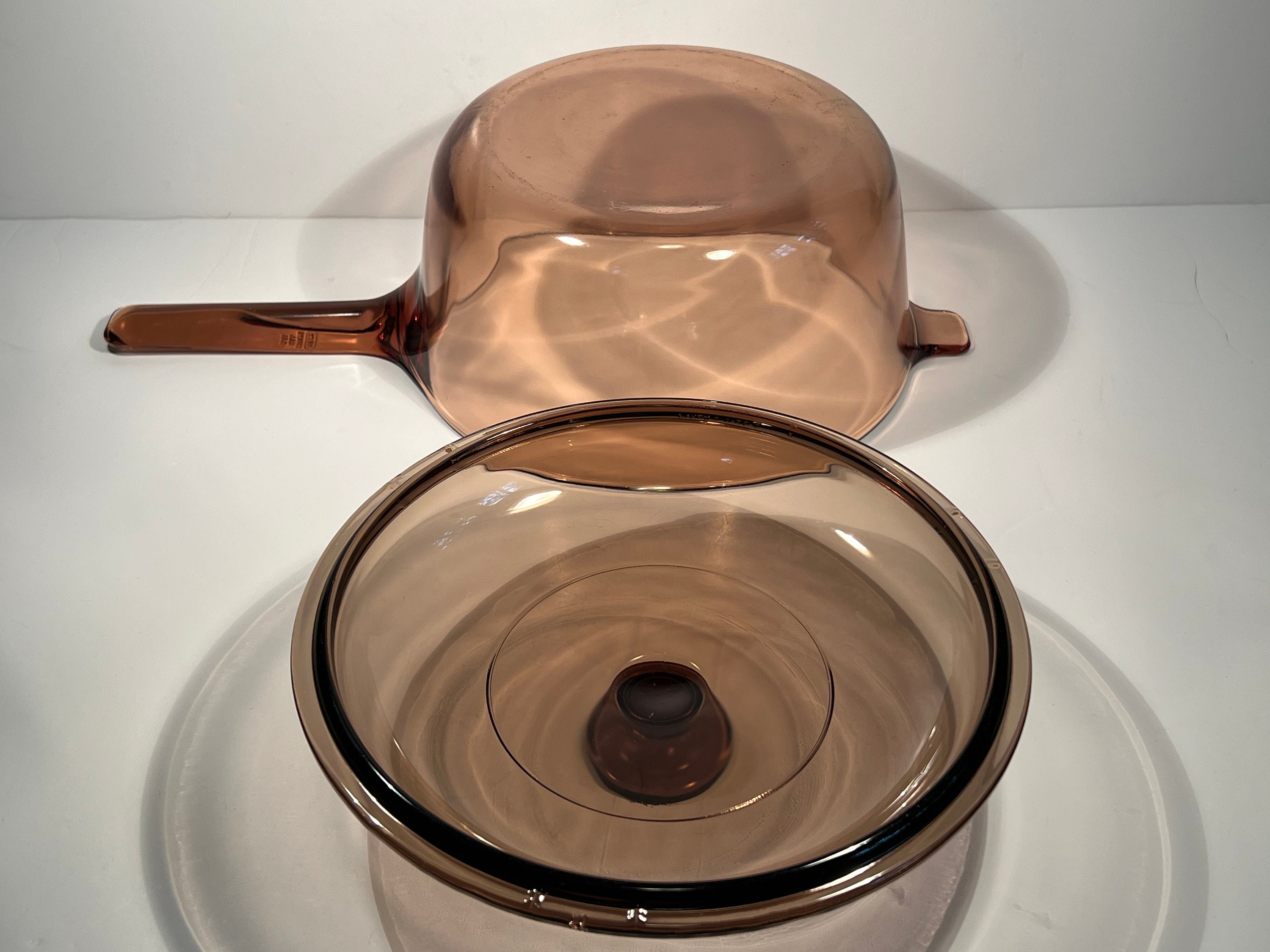 Vintage Pyrex Corning Vision Amber 2.5 Litre Lidded Saucepan Diameter 8 ...