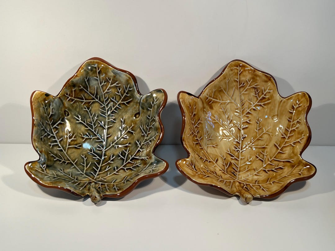 St. Remy Ambiance Collection Maple Leaf Bowl Set - Green/brown and ...