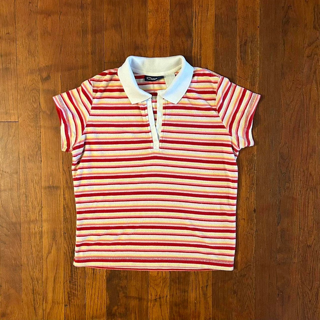 Vintage Babydoll Baby Tee Striped Polo Shirt - Etsy