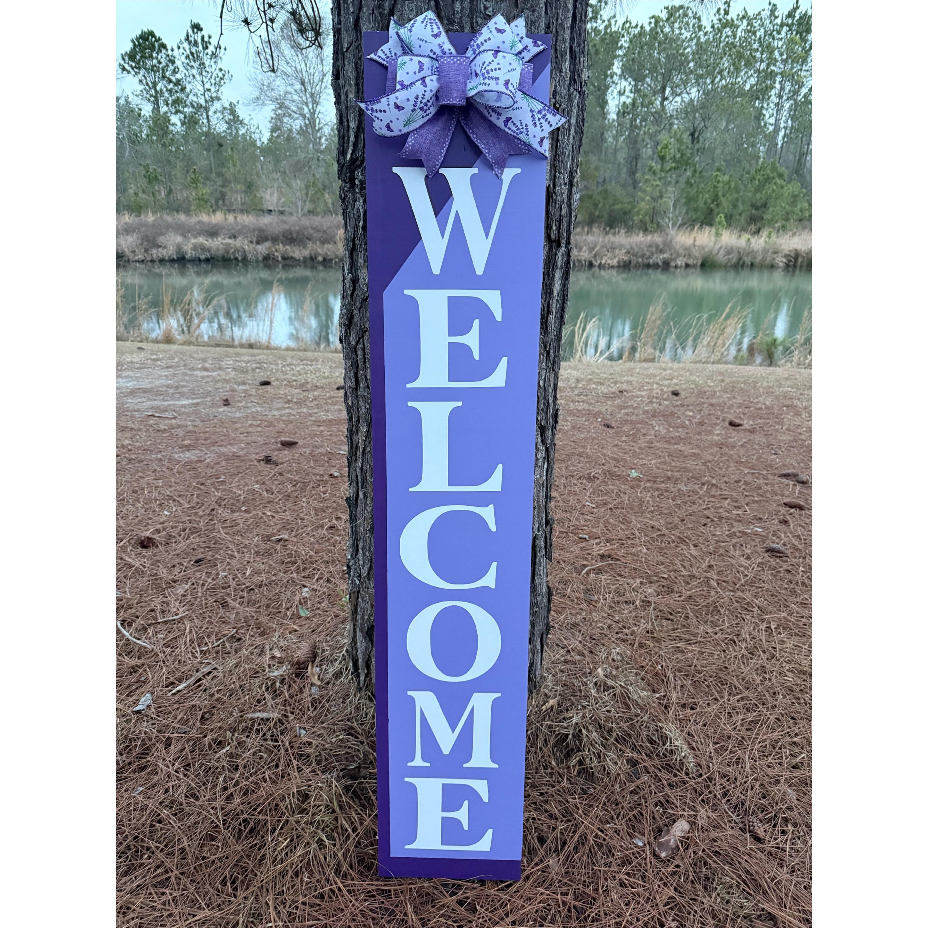 Tall Purple Welcome Sign, Home Decor, Porch Decor - Etsy