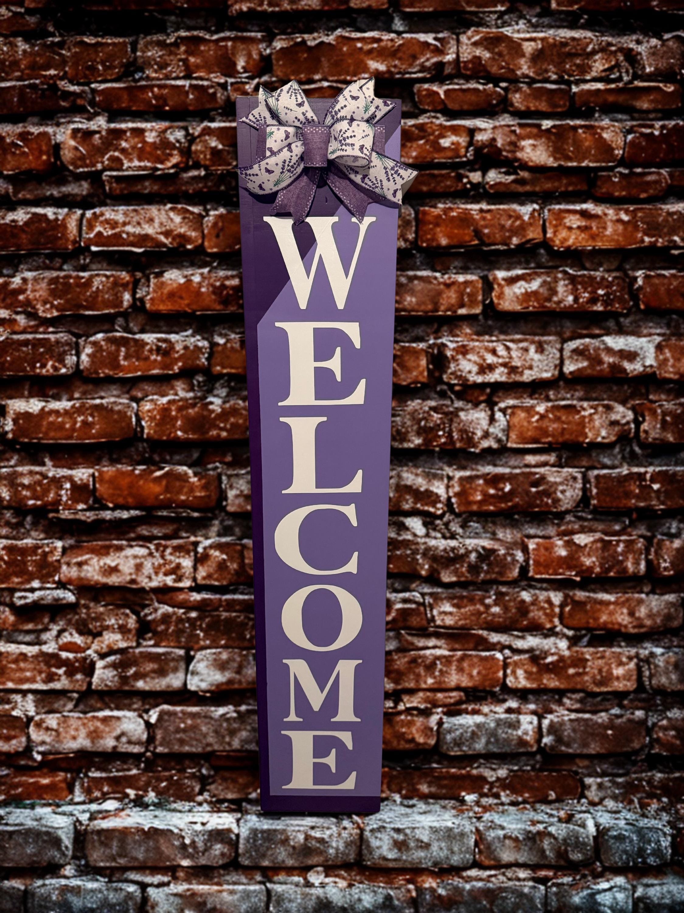 Tall Purple Welcome Sign, Home Decor, Porch Decor - Etsy