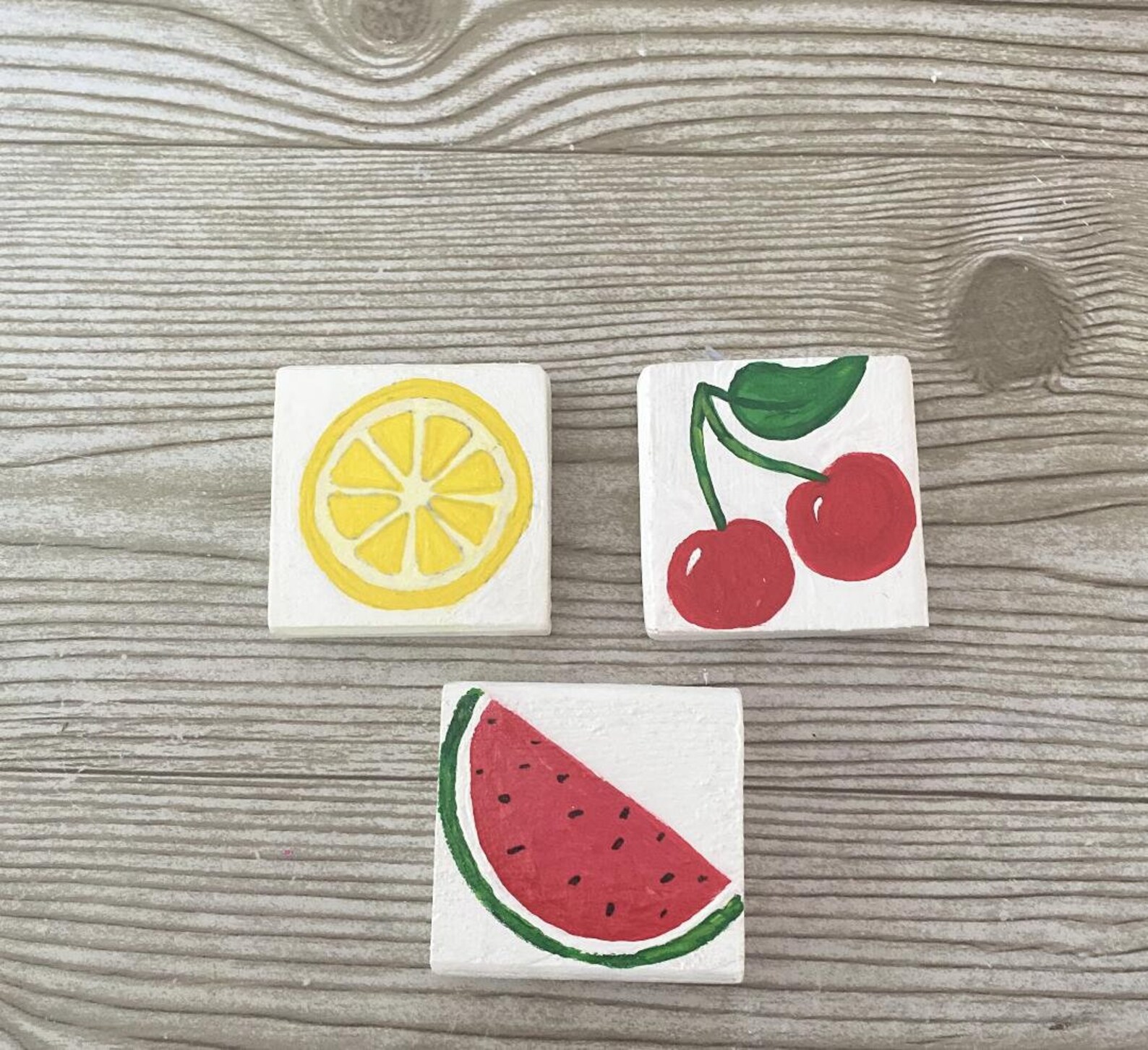 Set of 3 Wooden Blocks Fruit - Etsy