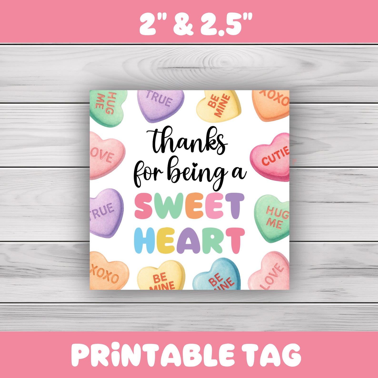 Printable Thanks for Being a Sweet Heart Tag - Digital Download - Etsy