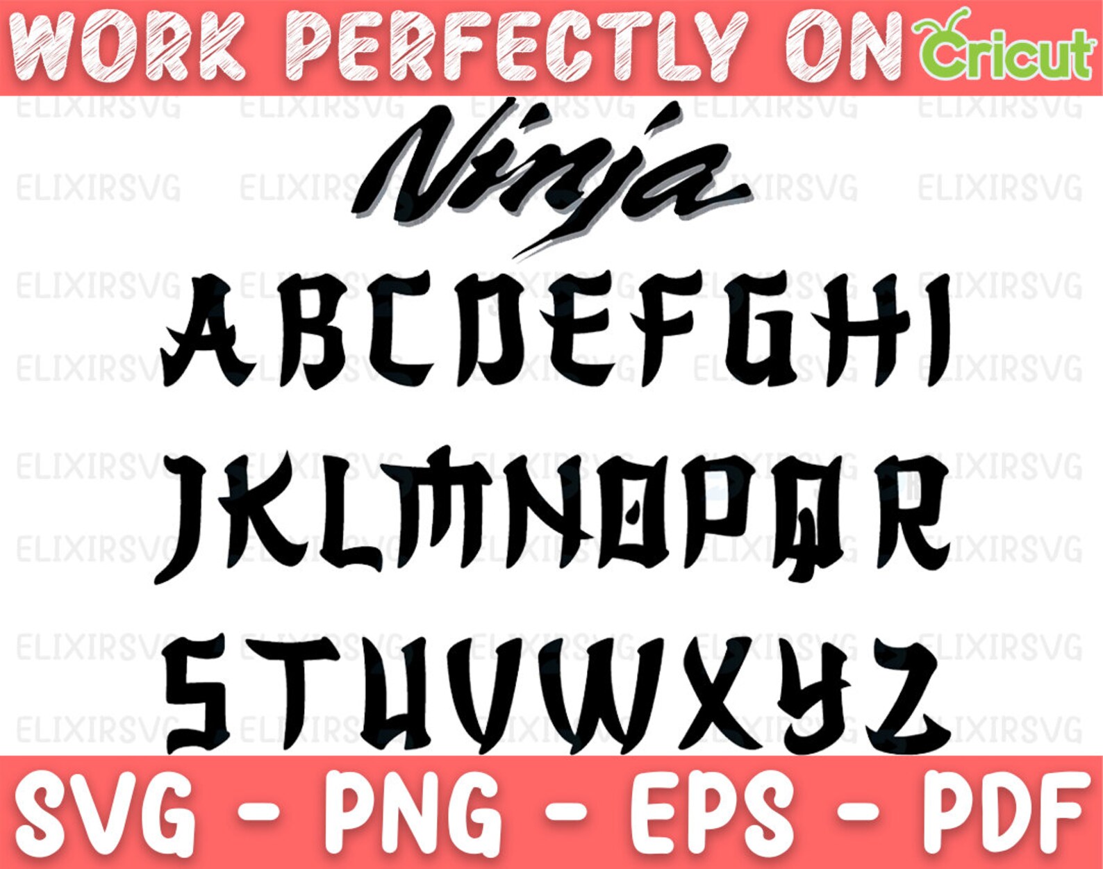 Ninja Font SVG Ninja Alphabet Ninja Letters Ninja Vector - Etsy