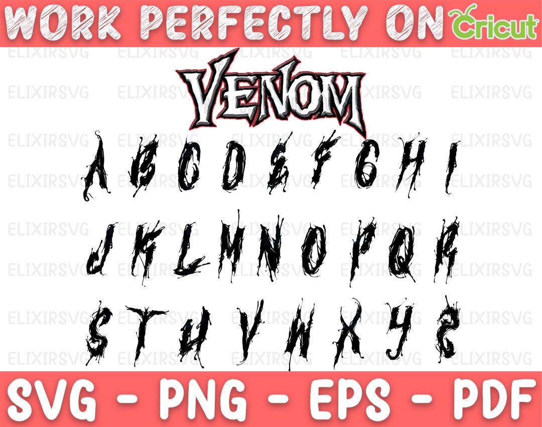 Venom Font SVG Venom Alphabet Venom Letters Venom Vector - Etsy