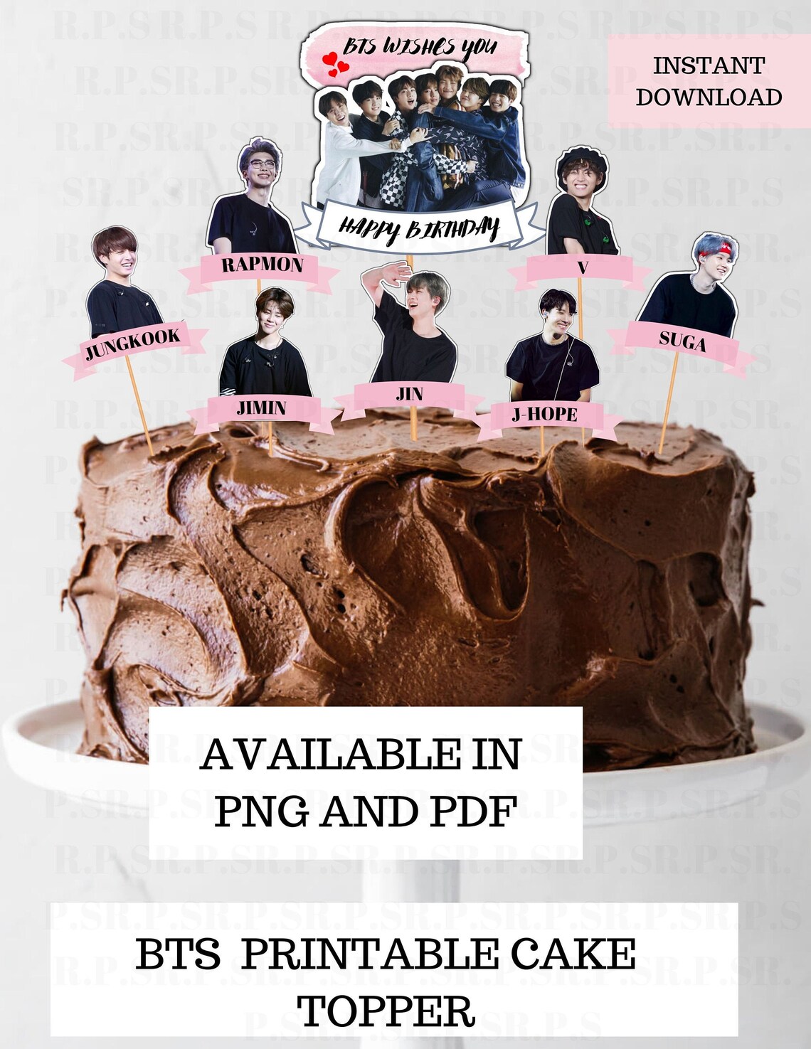 Bts digital cake topper bts printable cupcake topper bts | Etsy