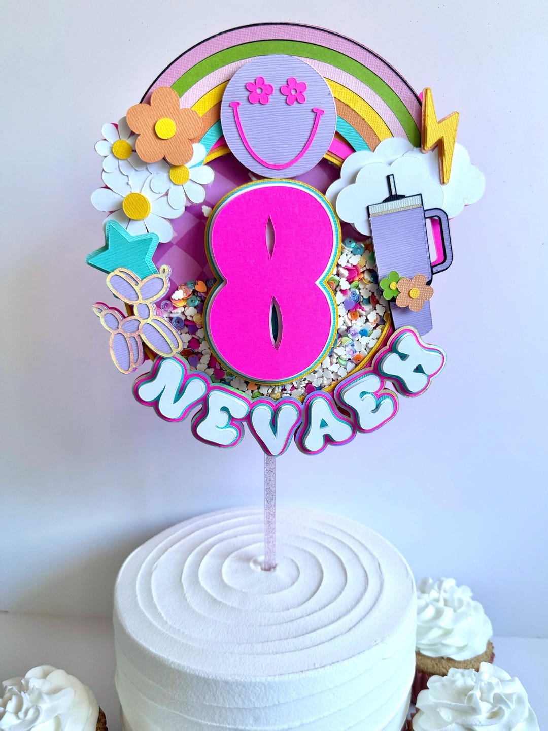 Groovy Preppy Theme Cake Topper, Smile Face Birthday Party Decor, Retro ...