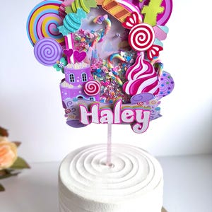 Custom Candy Cake Topper, Candy Theme Party Decorations, Sweet One, Two ...
