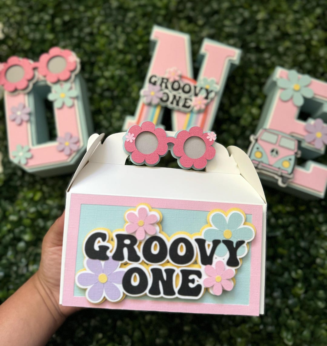 Groovy One Gable Box, Groovy One Birthday, Two Groovy Birthday, Retro ...
