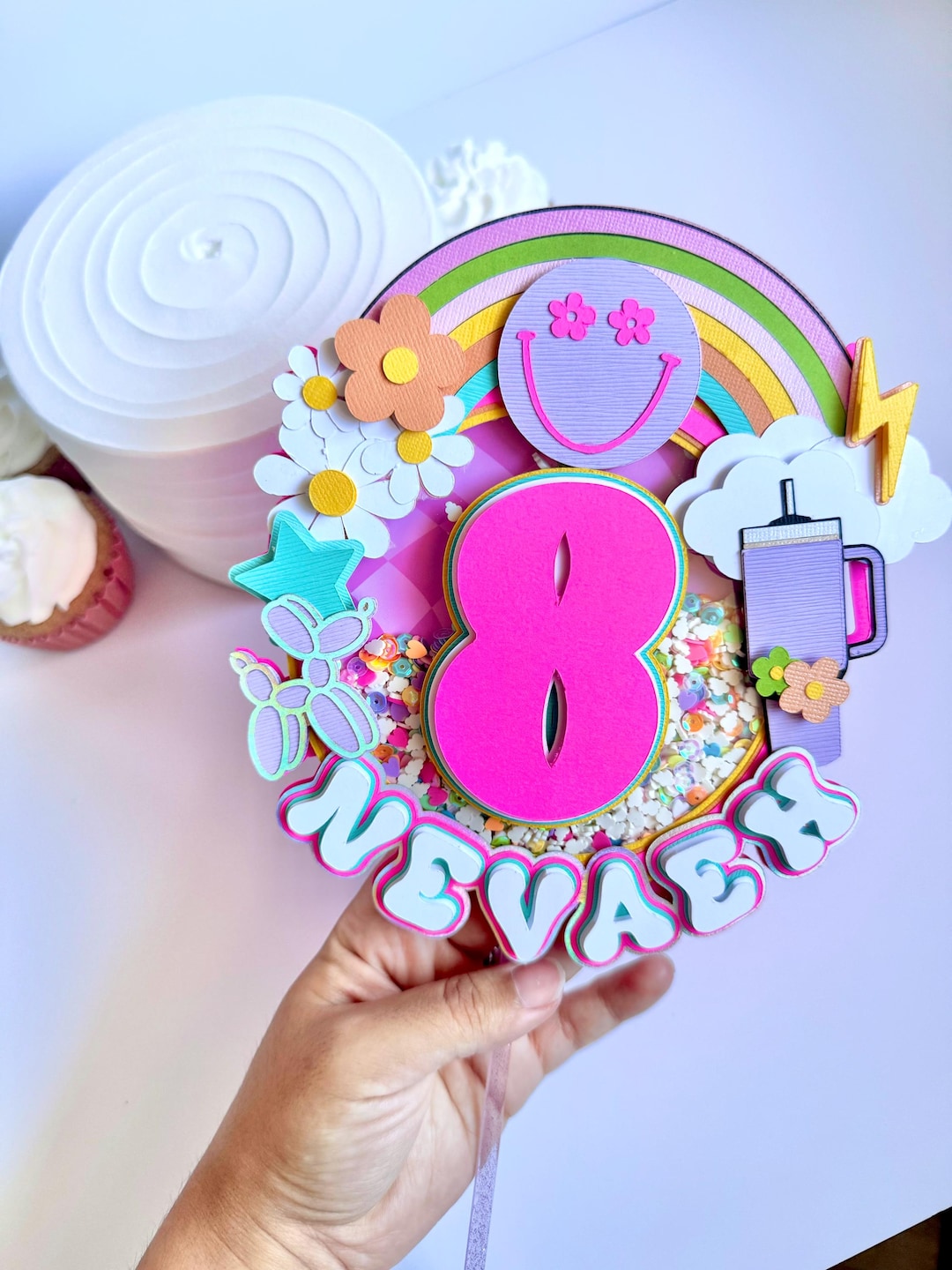 Groovy Preppy Theme Cake Topper, Smile Face Birthday Party Decor, Retro ...