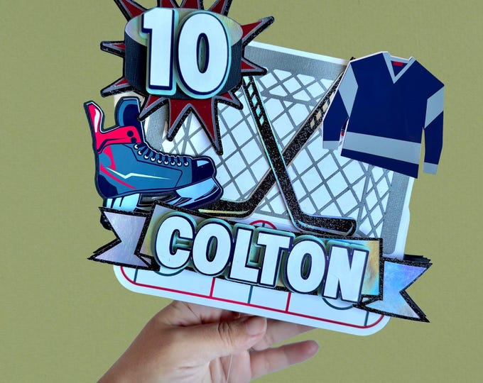 Hockey Cake Topper, Custom Sport Birthday Party Decor, Ice Hockey Cake ...