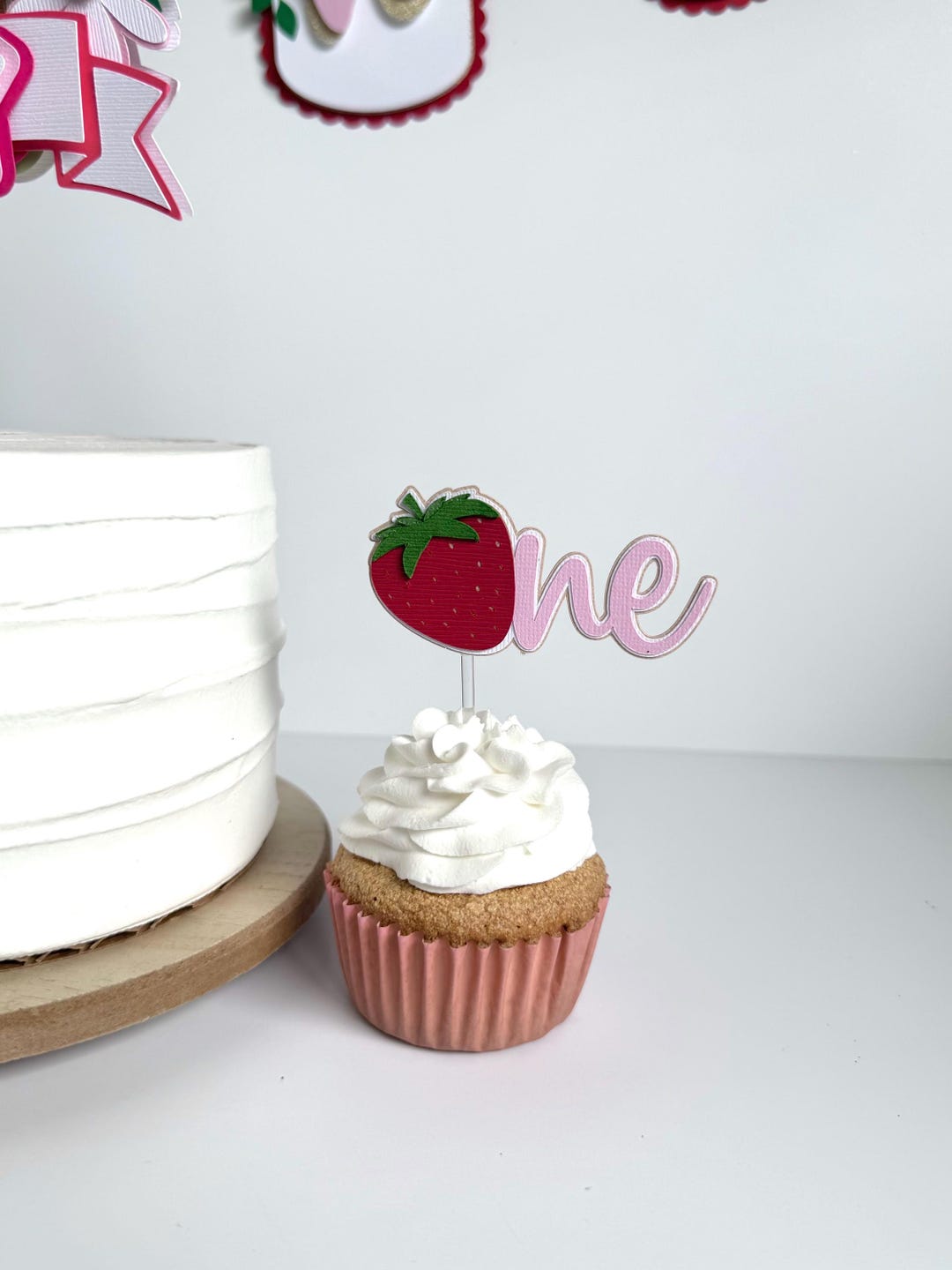 Strawberry Cupcake Topper, Berry First Birthday Cupcake Topper, Sweet ...