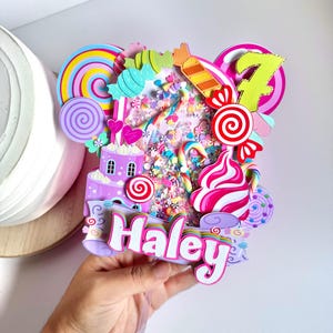 Custom Candy Cake Topper, Candy Theme Party Decorations, Sweet One, Two ...