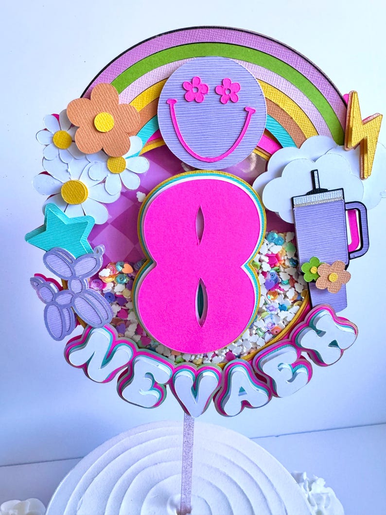 Groovy Preppy Theme Cake Topper, Smile Face Birthday Party Decor, Retro ...