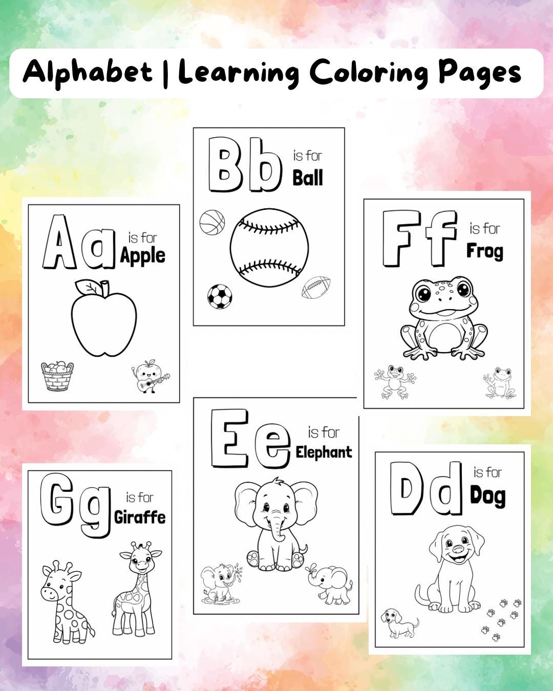 Alphabet Learning Coloring Pages | Digital Download | Coloring Book ...