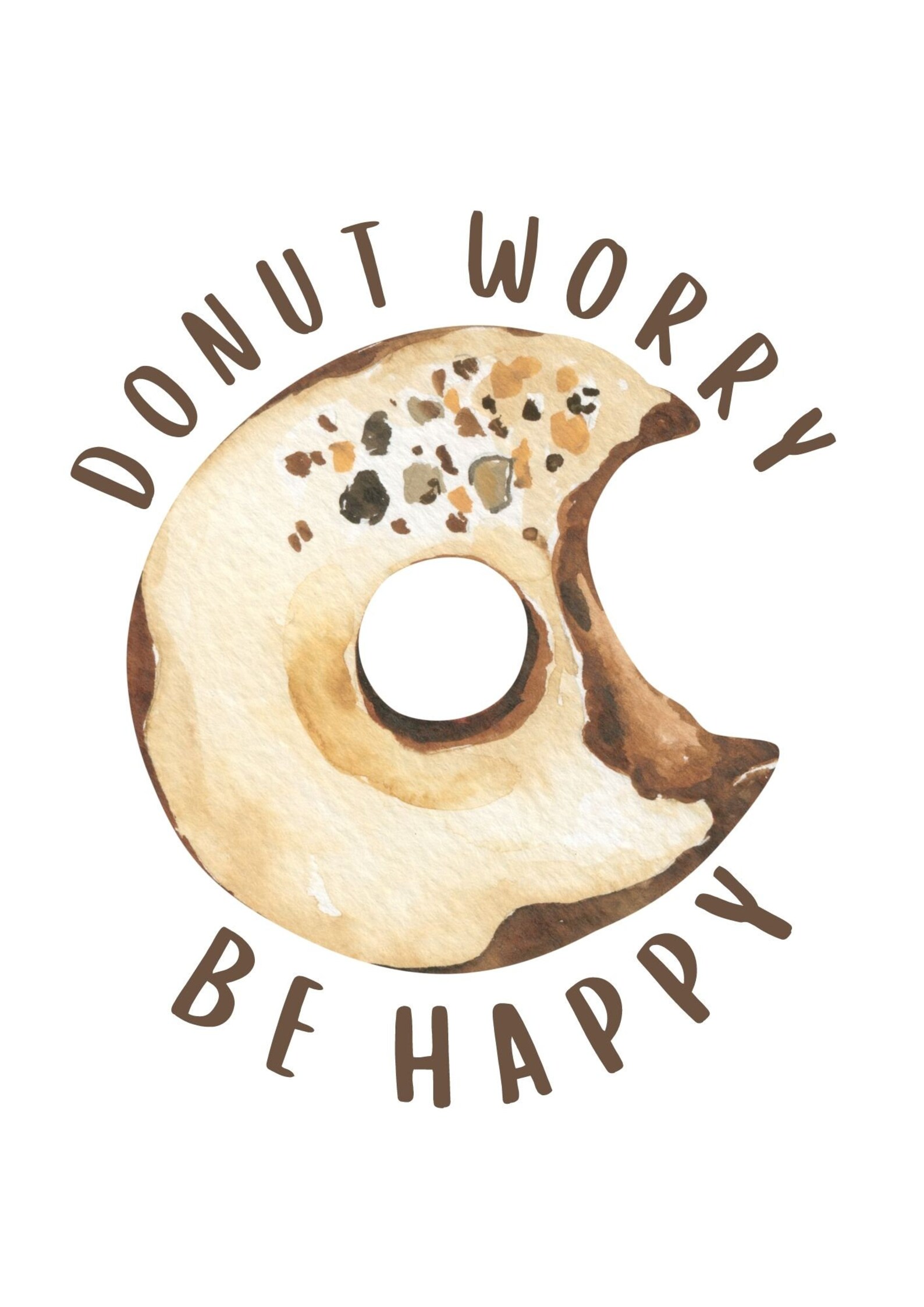 Donut Worry Be Happy Print, Donut Wall Art, Kitchen Home Decor ...