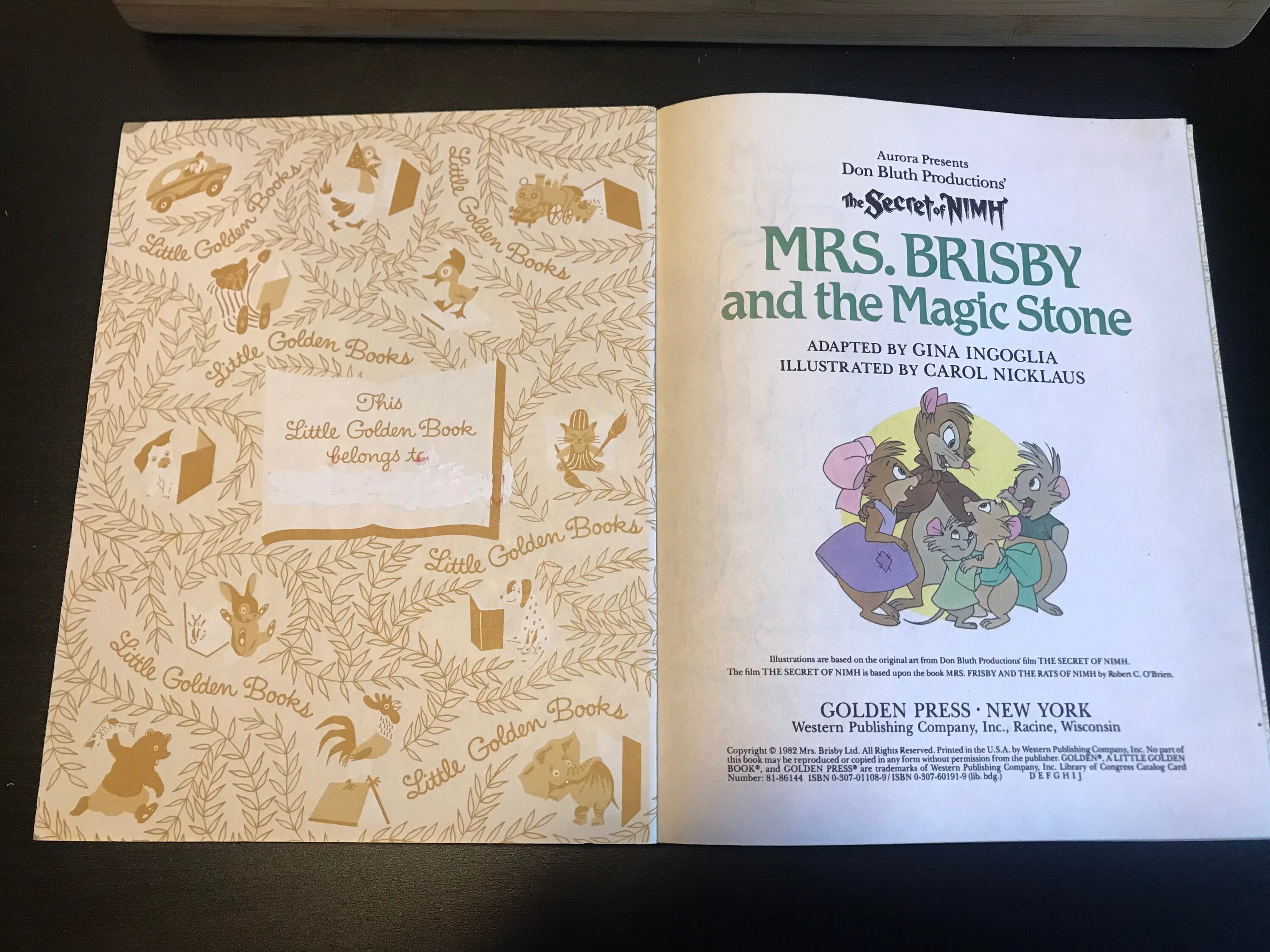 Mrs. Brisby and the Magic Stone, Little Golden Book, No.110-47, Vintage ...