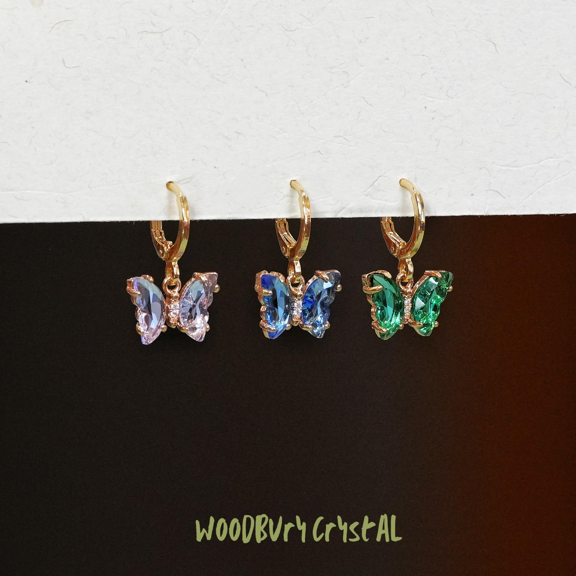 Dainty Butterfly Hoops Earrings | Cute Gift Gold Earring | Colorful ...