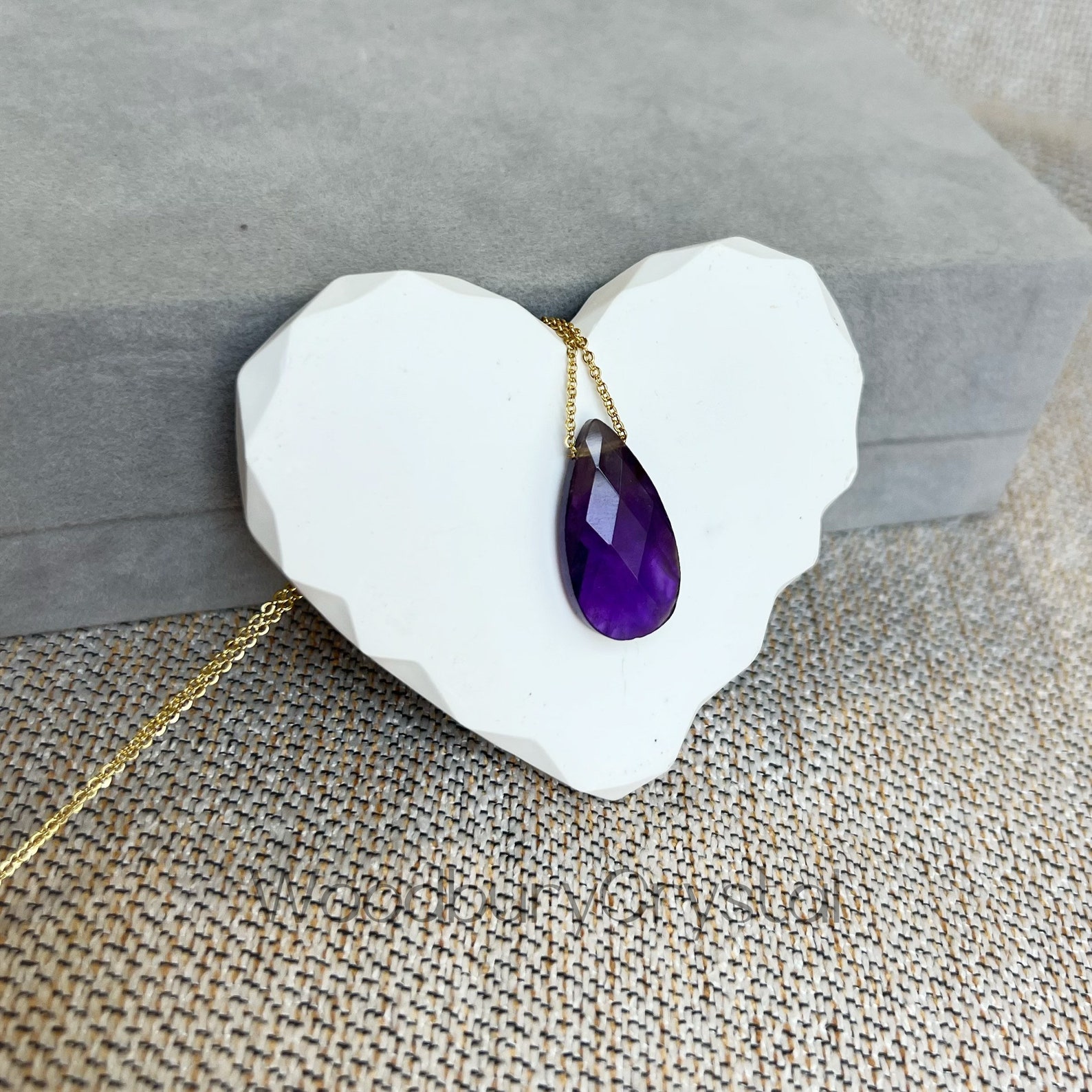 Natural Amethyst Necklace|dainty Amethyst Tear Drop Necklace |18k Solid ...